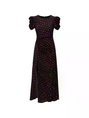 MAR DE MARGARITAS Floral-print Ruched Dress - Black