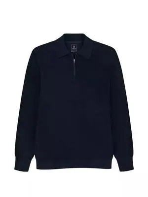 Boggi Milano Knitted Polo Shirt Quarter-zip Wool Blend Wooltech