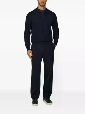 Boggi Milano Knitted Polo Shirt Quarter-zip Wool Blend Wooltech