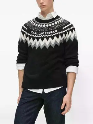 Karl Lagerfeld Fair Isle Knitted Sweater - Black