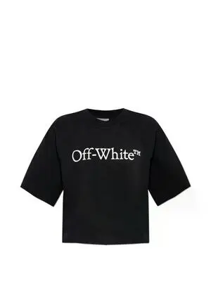 Off-White Logo-print Cropped T-shirt - Black