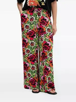 Rip Curl X Farm Rio Blooming Floral-print Wide-leg Trousers - Black