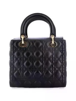 Dior Lady Nm Bag Cannage Quilt Lambskin Medium Satchel - Black