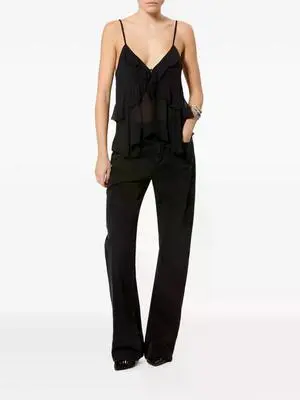 MARANT ETOILE Briara Ruffled Chiffon V-neck Camisole - Black