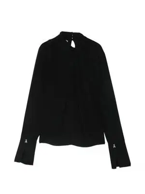 Patrizia Pepe Pleated High-neck Blouse - Black