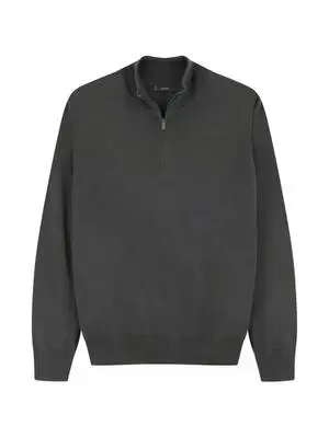Boggi Milano Quarter-zip Jumper In Extrafine Merino Wool - Grey