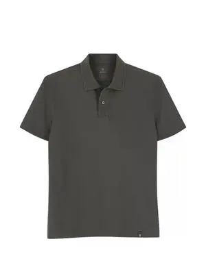 Boggi Milano Polo In Stretch Cotton-blend Piqué Cool Jade-fresh - Grey