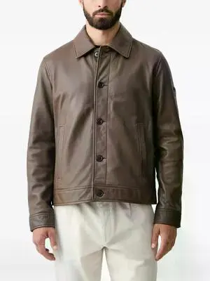 JOOP! Leather Button-up Jacket - Brown