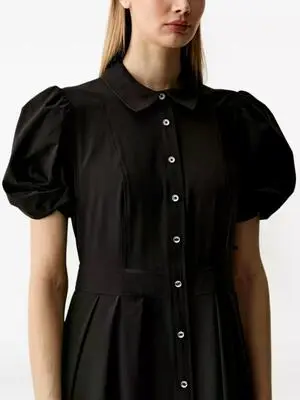 Dkny Puff-sleeve Pleated Midi Dress