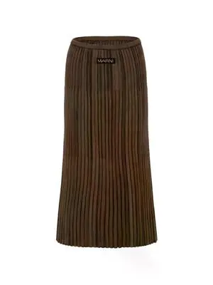 Marni Ribbed-knit Midi Skirt - Brown