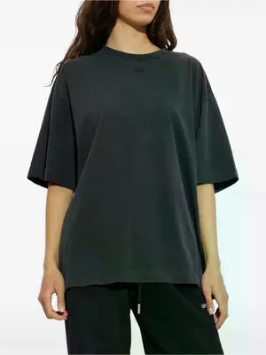 Off-White Logo Embroidered Cotton T-shirt - Black