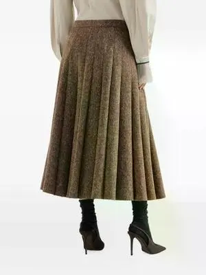 Brunello Cucinelli Virgin Wool Donegal Pleated Skirt