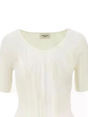 Max Mara Ribbed-knit Short-sleeve Sweater - Neutrals