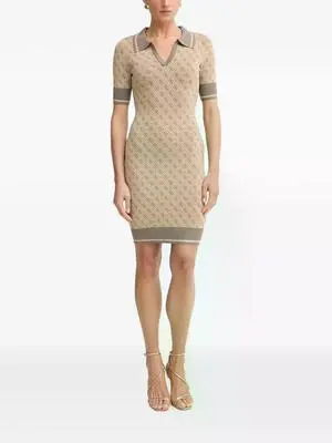 Guess Monogram-detail Short-sleeve Mini Dress - Neutrals