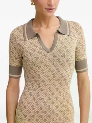 Guess Monogram Detail Polo Collar Mini Dress
