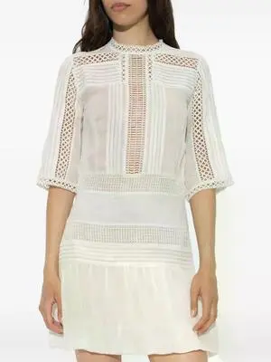 MARANT ETOILE Paigee Crochet-knit Panelled Mini Dress - White