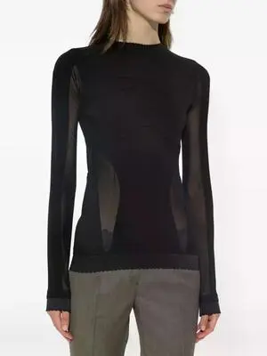 Attico Sheer-panelled Long-sleeve Top - Black