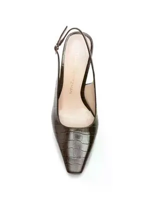 STUART WEITZMAN Croc-effect Slingback Pumps