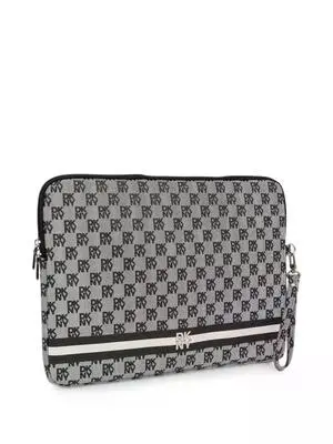 Dkny Logo-print Striped Laptop Bag - Grey