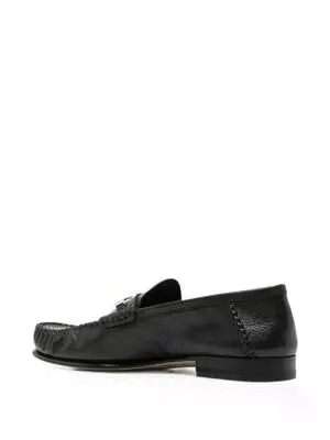 TOM FORD T-bar Pebbled Leather Loafers