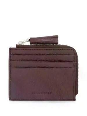 COCCINELLE Small Tassel Pebbled-leather Cardholder - Brown