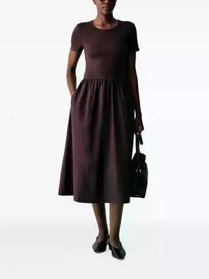 Marc O'polo Gathered-skirt Midi Dress - Brown