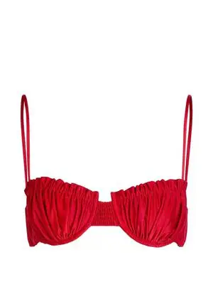 Faithfull The Brand Ruched Underwired Bikini Top - Red