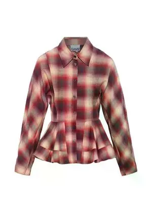 GANNI Check-pattern Peplum-hem Shirt