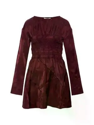 GANNI Shirred Floral-pattern Mini Dress - Red