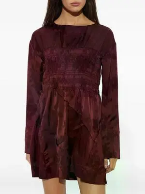 GANNI Shirred Floral-pattern Mini Dress
