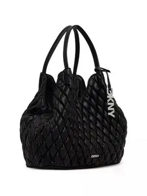 Dkny Paula Quilted Logo-tag Tote Bag - Black