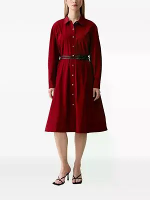Dkny Belted Button-down Midi Shirt Dress - Red
