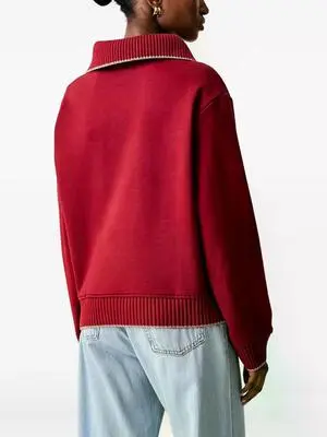Guess Embroidered Ribbed Trim Hoodie