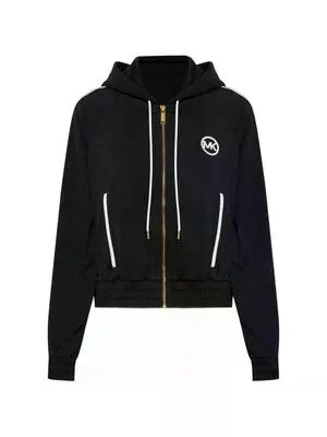 Michael Kors Logo-embroidered Zip-up Hoodie - Black