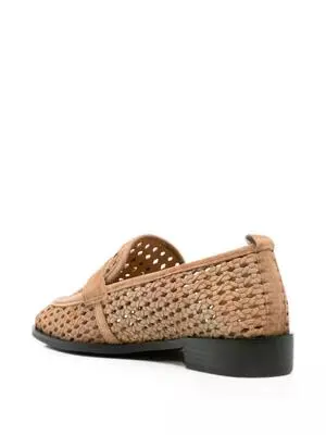 LINDA BAUMANN Woven Leather Loafers