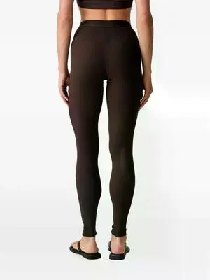 Guess Ribbed-knit Logo-patch Leggings