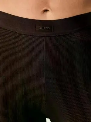 Guess Ribbed-knit Logo-patch Leggings