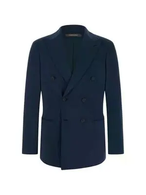 Boggi Milano Blazer Double-breasted Structured Stretch-nylon B Tech - Blue
