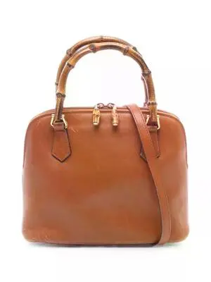 Gucci 2000s Bamboo-handle Leather Tote Bag - Brown