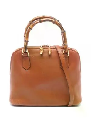 Gucci 2000s Bamboo-handle Leather Tote Bag - Brown