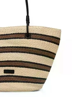 Marc O'polo Large Striped Logo-patch Tote Bag - Neutrals