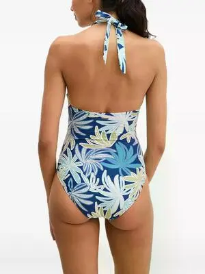 Marc O'polo Leaf Print Halterneck Swimsuit