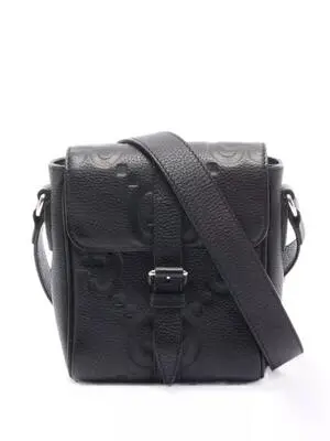 Gucci 2010s Jumbo Gg Leather Messenger Bag - Black