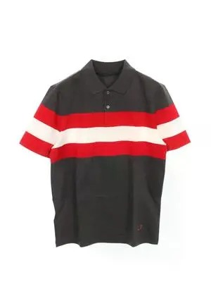 LOUIS VUITTON 2010s Horizontal-stripe Polo Shirt - Grey
