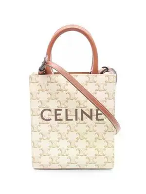 Celine 2000s Vertical Cabas Triomphe Open-top Tote Bag - Neutrals