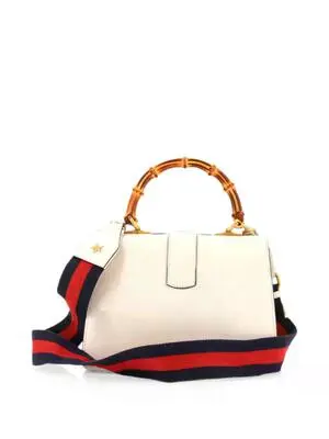 Gucci Dionysus Bamboo Top Handle Bag, Colorblock Leather Medium Satchel - White