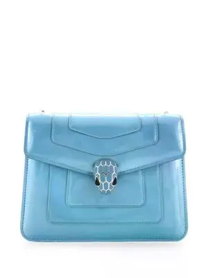 BVLGARI Serpenti Forever Square Patent Small Shoulder Bag Blue
