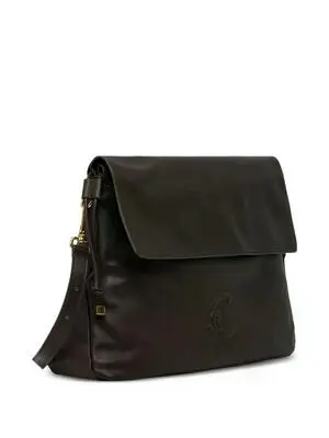 COCCINELLE Embossed Logo Foldover Shoulder Bag - Brown