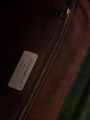 COCCINELLE Embossed Logo Foldover Shoulder Bag - Brown