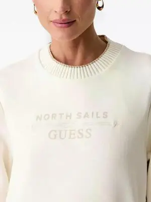 Guess Button-detail Logo-print Sweater